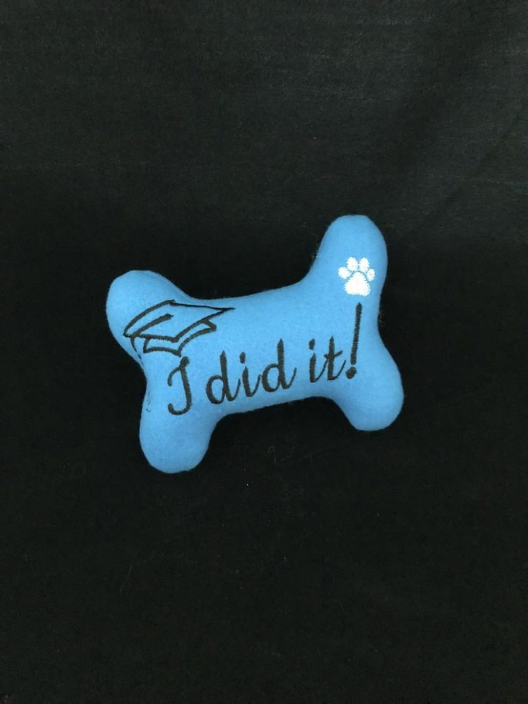 Dog Puppy Training Graduation Cap and Bone Toy (Pink, Black or Blue ...